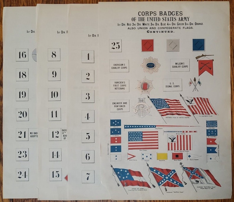 U. S. Army Corps Badges and Flags of the Civil War, Four Posters - Etsy