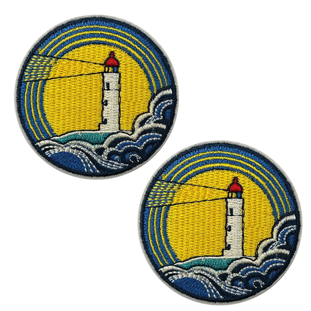 2 X Lighthouse Ocean - Iron on Embroidery Patches (7cm) - Etsy