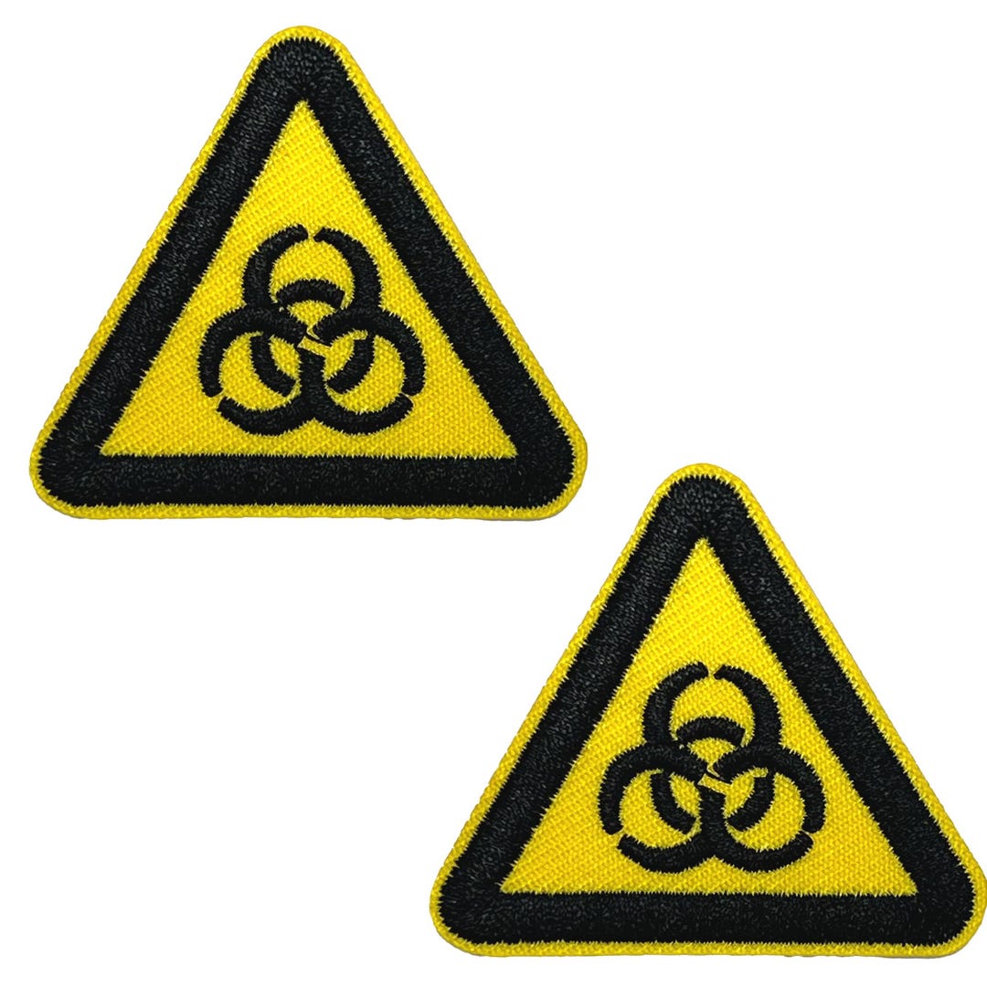 2 X Biological Bio Triangle Hazard - Iron on Embroidery Patches (5cm ...