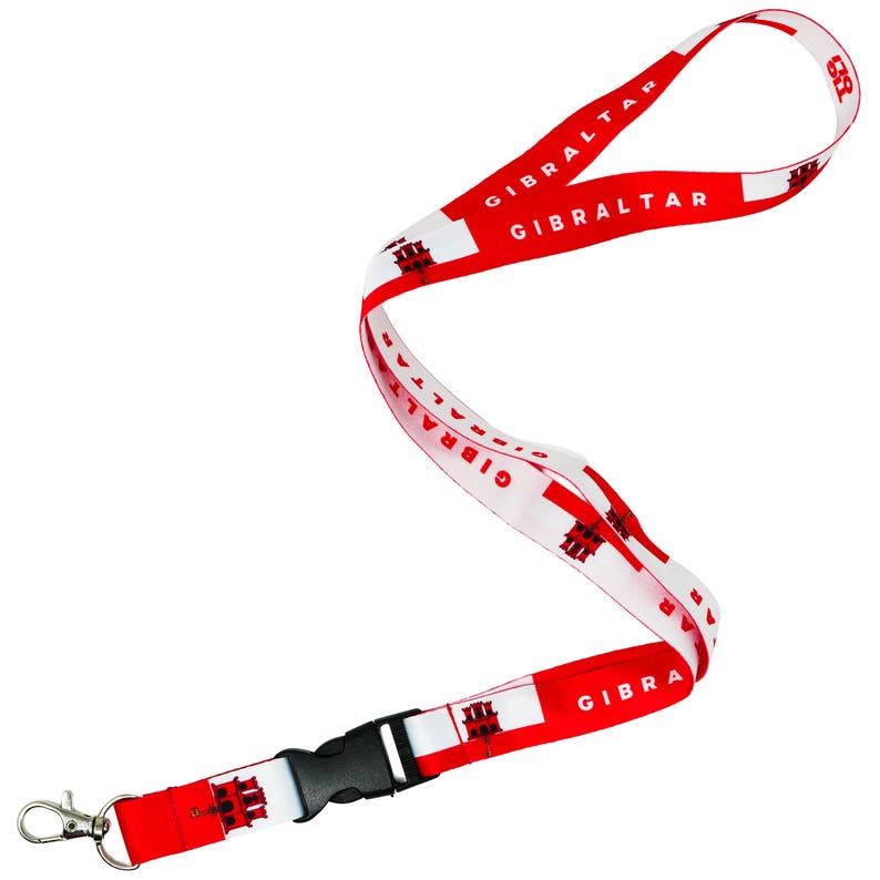 Gibraltar Flag Lanyard – Red & White Castle Key Design | Detachable ...
