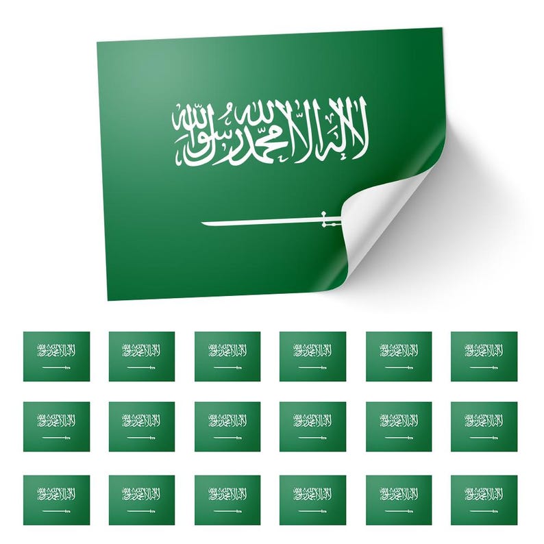 Kingdom of Saudi Arabia Flag Stickers - 20 Rectangle Decals (8.5cm X ...