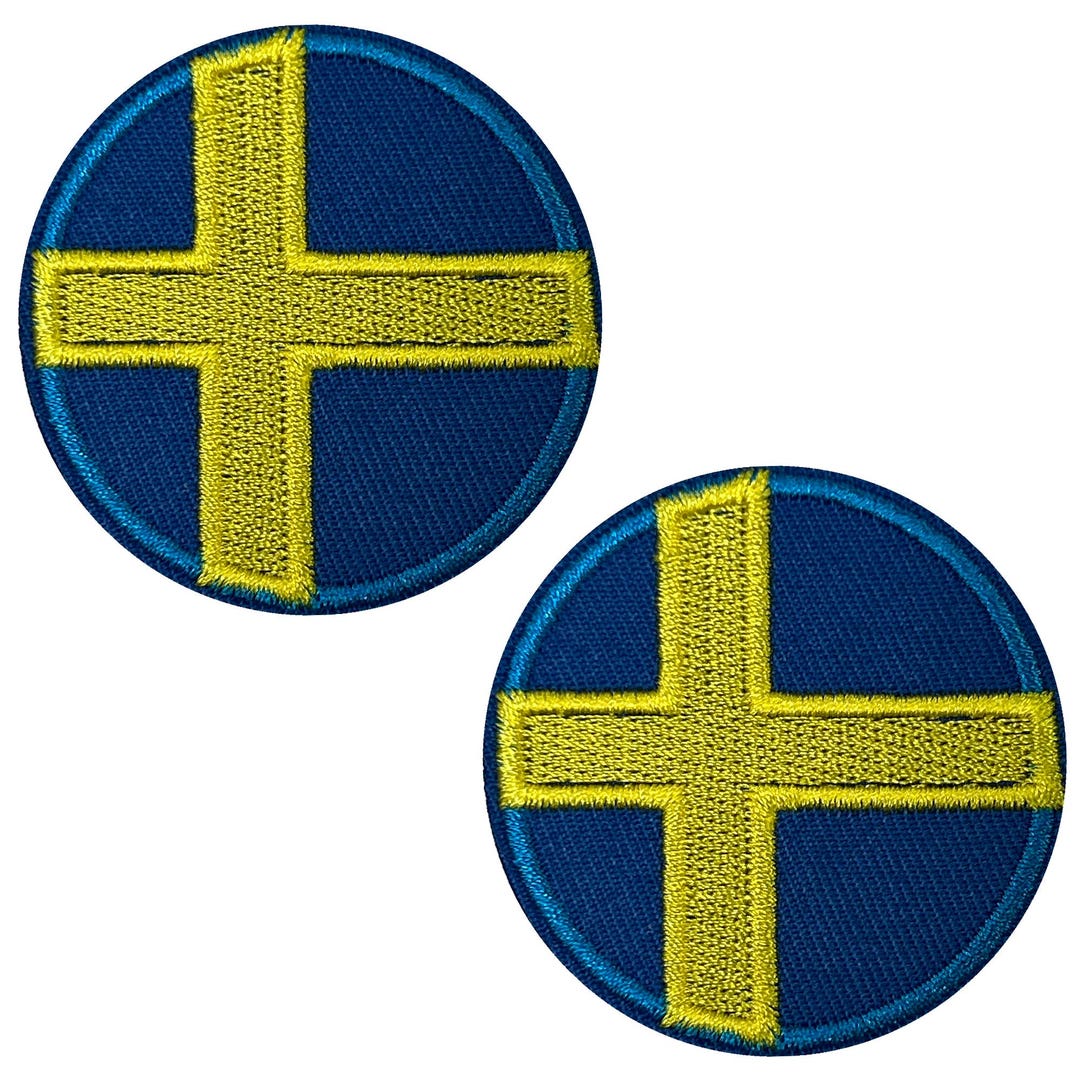 2 X Sweden Flag Round - Iron on Embroidery Patches (5cm) - Etsy