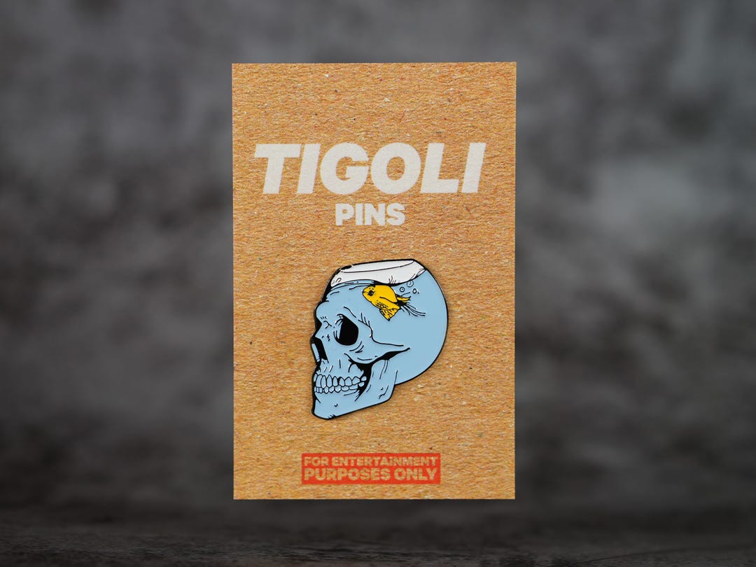Skull Fish Bowl Pin Badge - Etsy