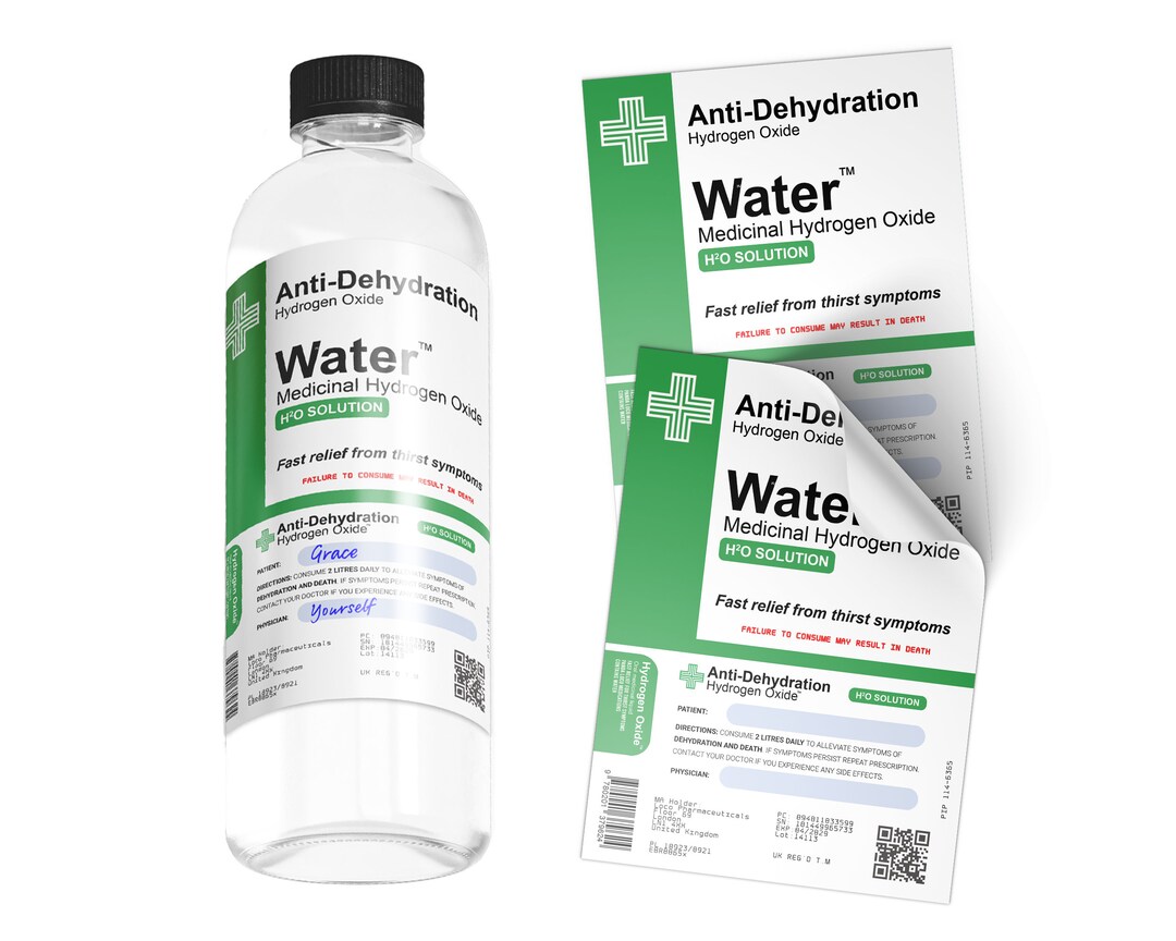 Prescription Water | Anti-dehydration Bottle Stickers Prescription ...