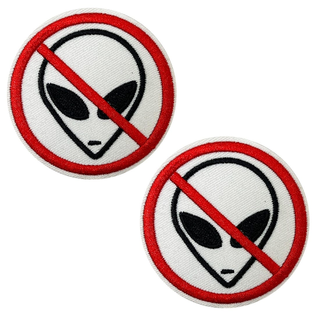 2 X No Aliens Sign - Iron on Embroidery Patches (7cm) - Etsy