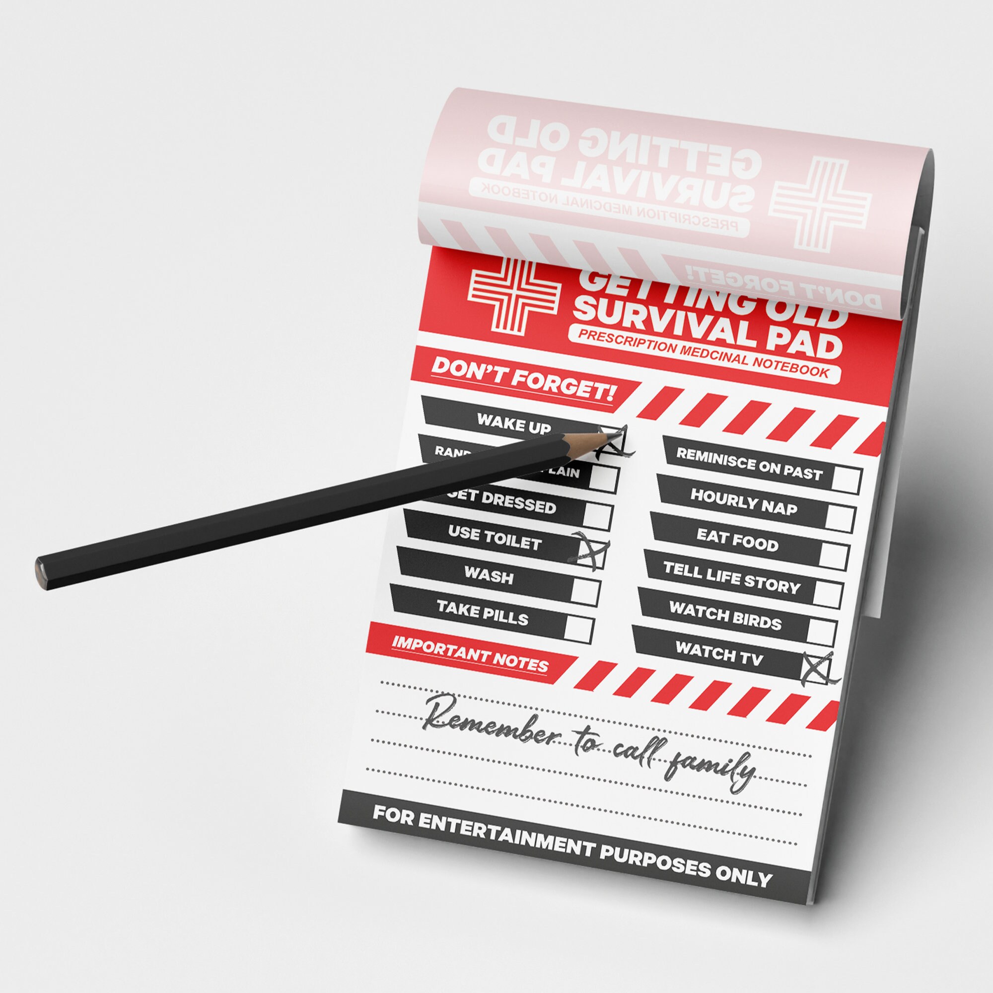 2 X Old Age Survival Pad | Funny Notes Gift for Retirement Birthday ...