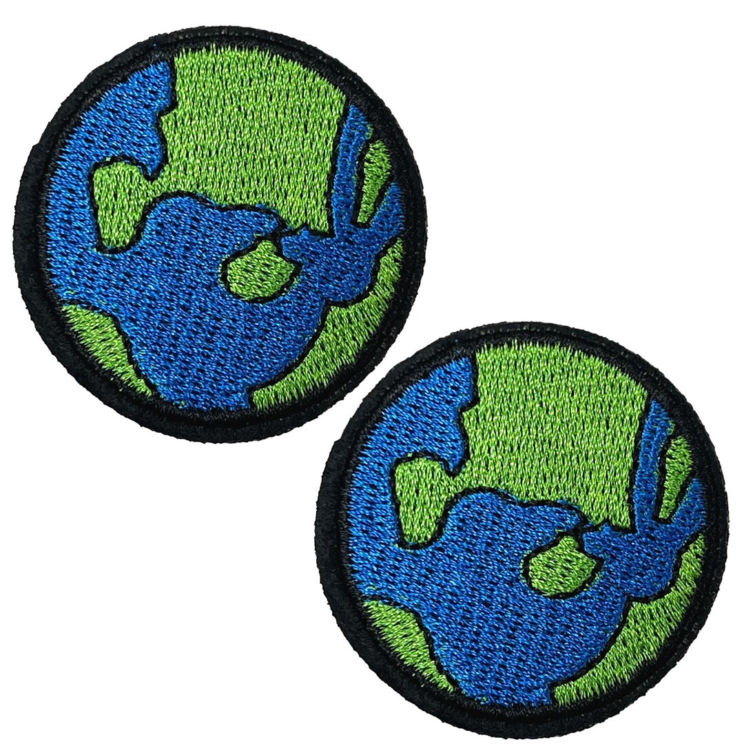2 X Earth World Map Round - Iron on Embroidery Patches (5cm) - Etsy