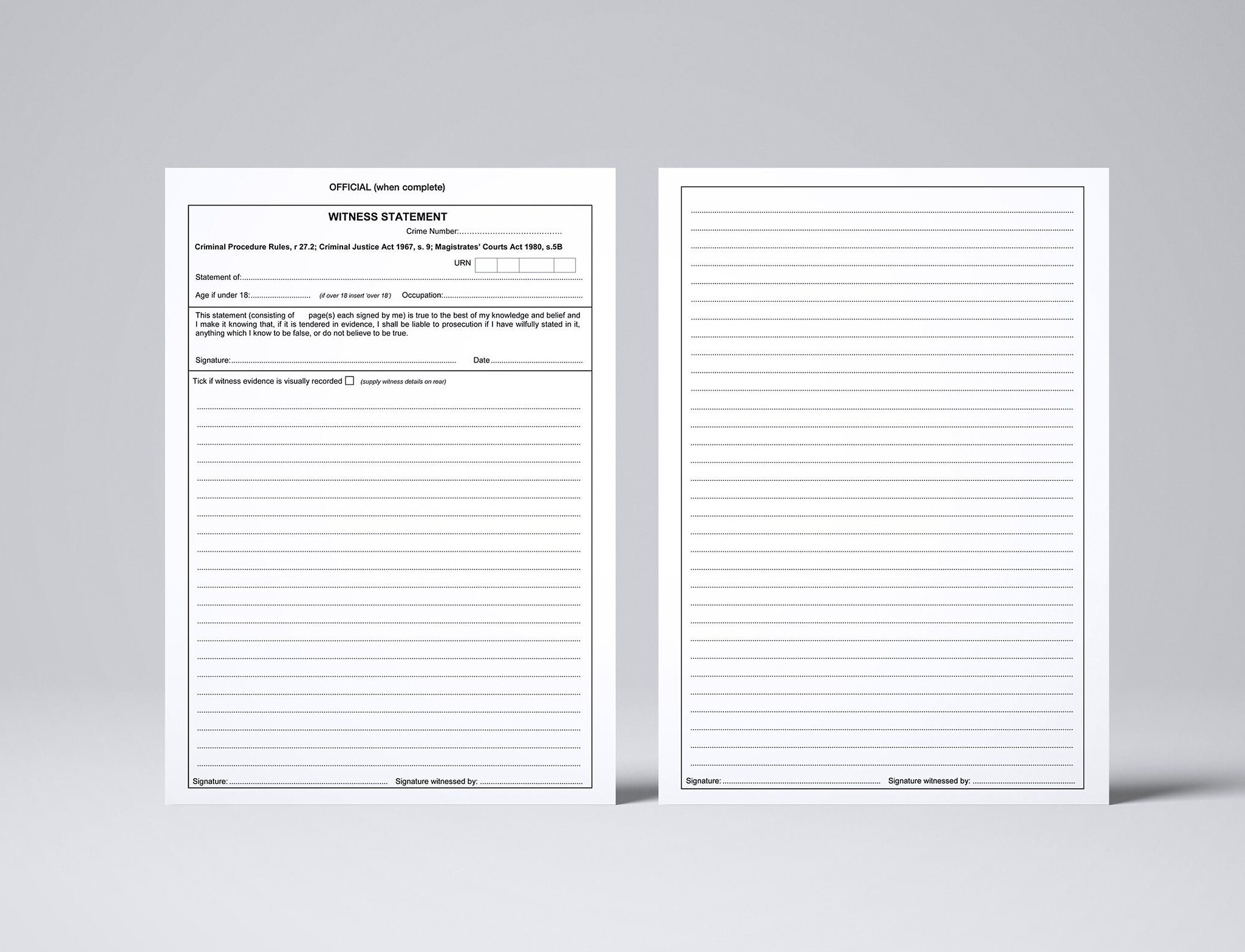 20 X A6 Realistic Witness Statements Murder Mystery Novelty Jokes & Gag ...