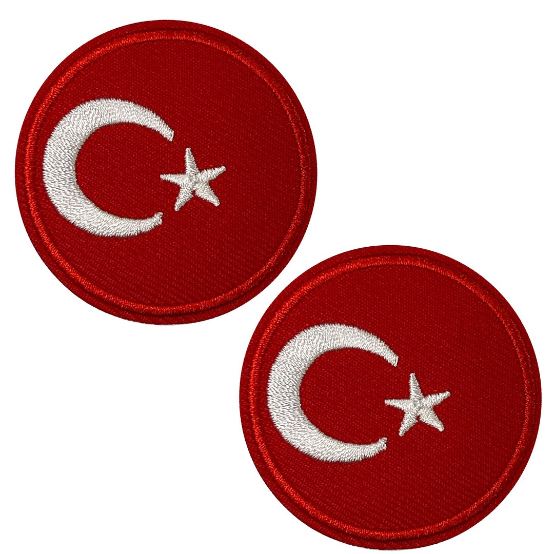 2 X Turkey Flag Round - Iron on Embroidery Patches (5cm) - Etsy