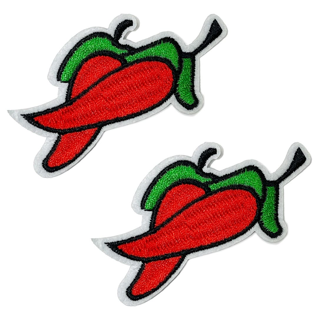 2 X Hot Chilli - Iron on Embroidery Patchs (8 X 4cm) - Etsy