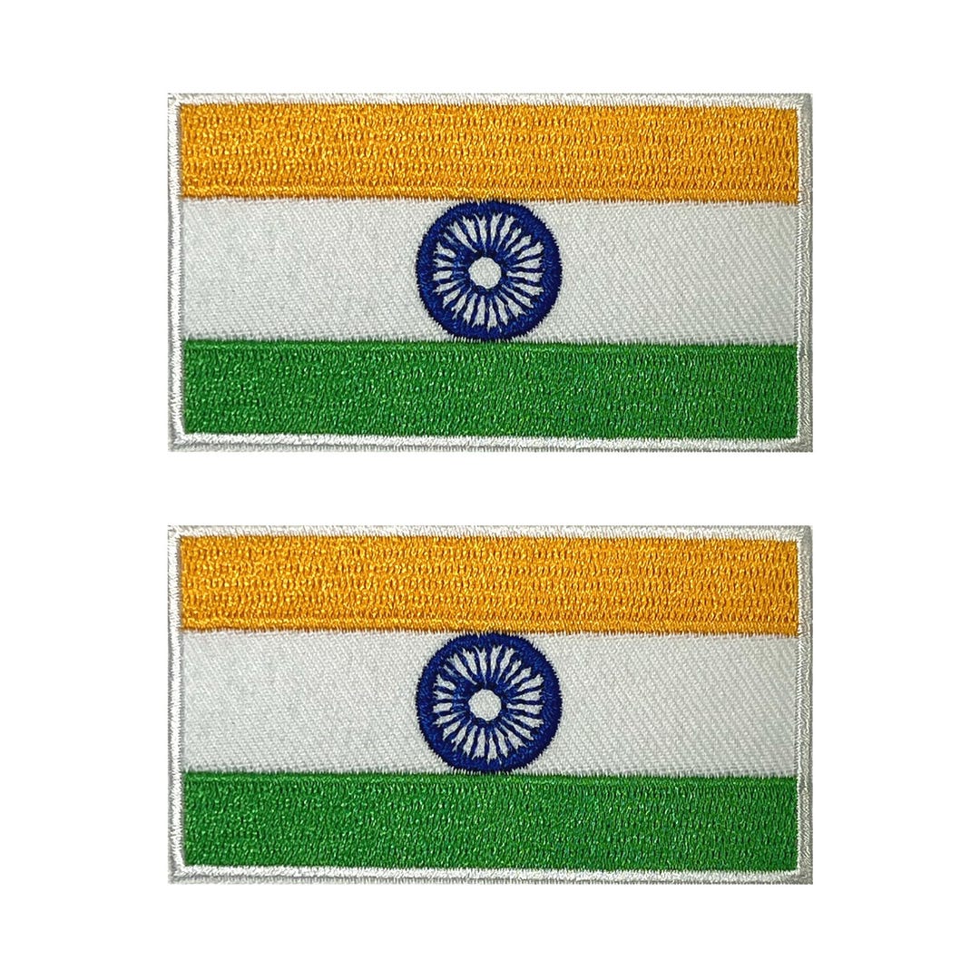 2 X India Indian Flag Rectangle - Iron on Embroidery Patches (8 X 4.5cm ...