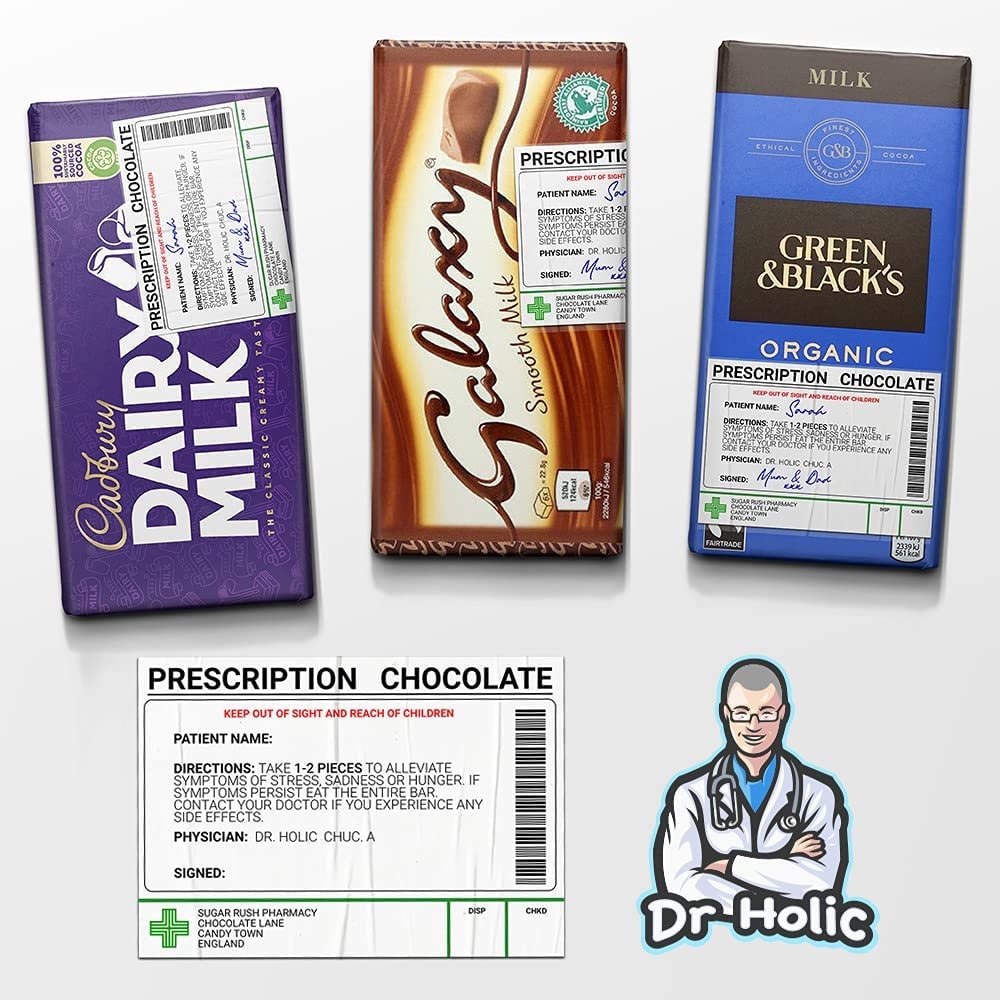 5 X Novelty Chocolate Prescription Medical Sweet Label Gift Funny Prank ...