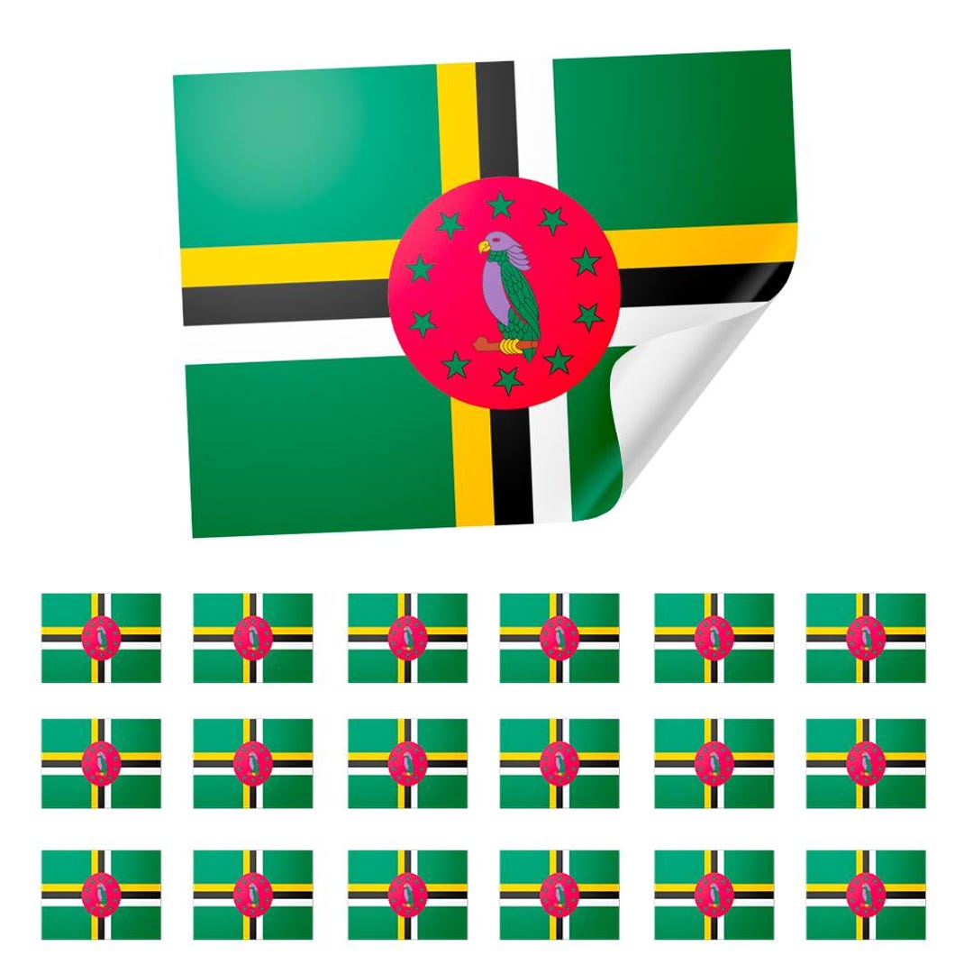 20 X Dominica Flag Stickers | 8x5cm Paper Stickers With Peel & Stick ...