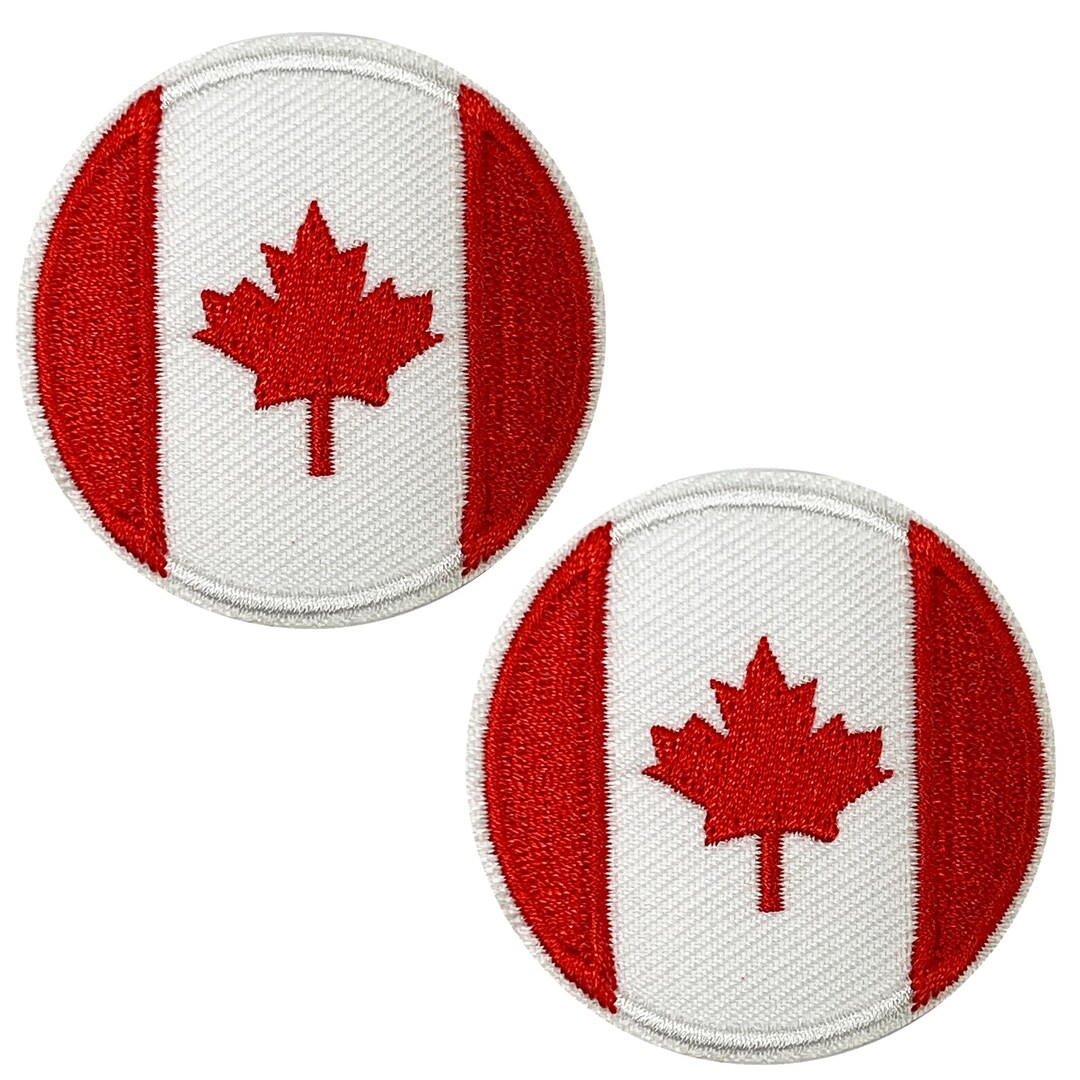 2 X Canada Flag Round - Iron on Embroidery Patches (5cm) - Etsy