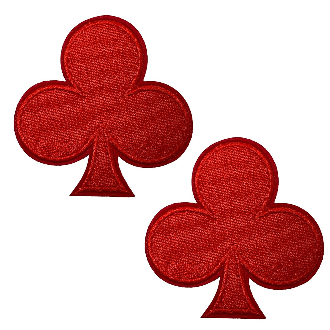 2 X Red Clubs Poker Cards - Iron on Embroidary Patchs (7cm) - Etsy