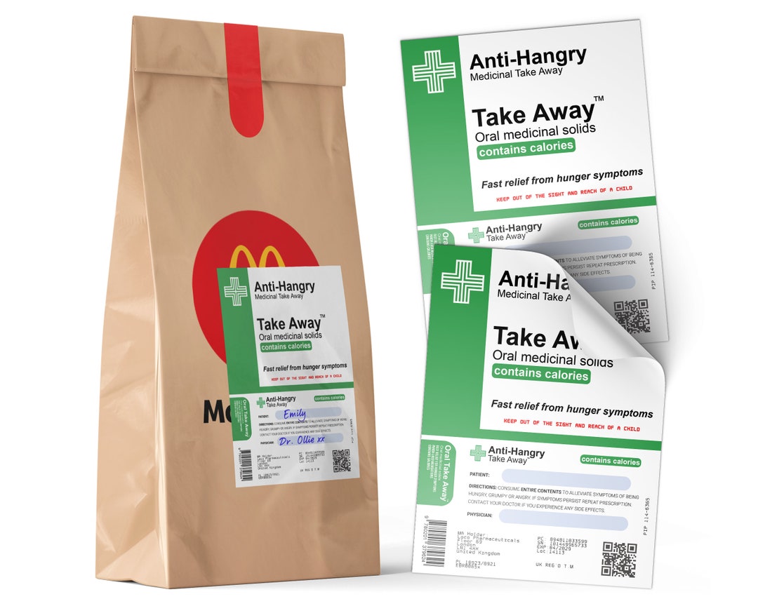 Prescription Takeaway | Anti-hangry Food Stickers Prescription Pizza ...