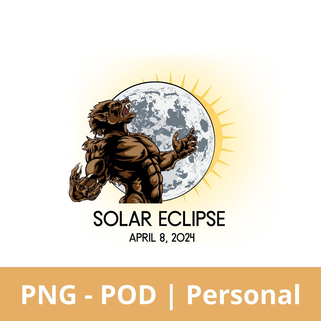 Howling Wolf Solar Eclips PNG for Personal or POD Commerce 8th of April ...