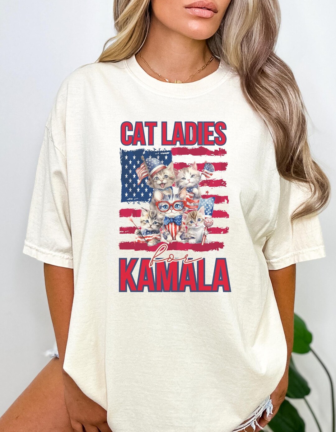 Cat Ladies for Kamala Voting Tee, Social Democrat, Cat Lovers,kamala ...