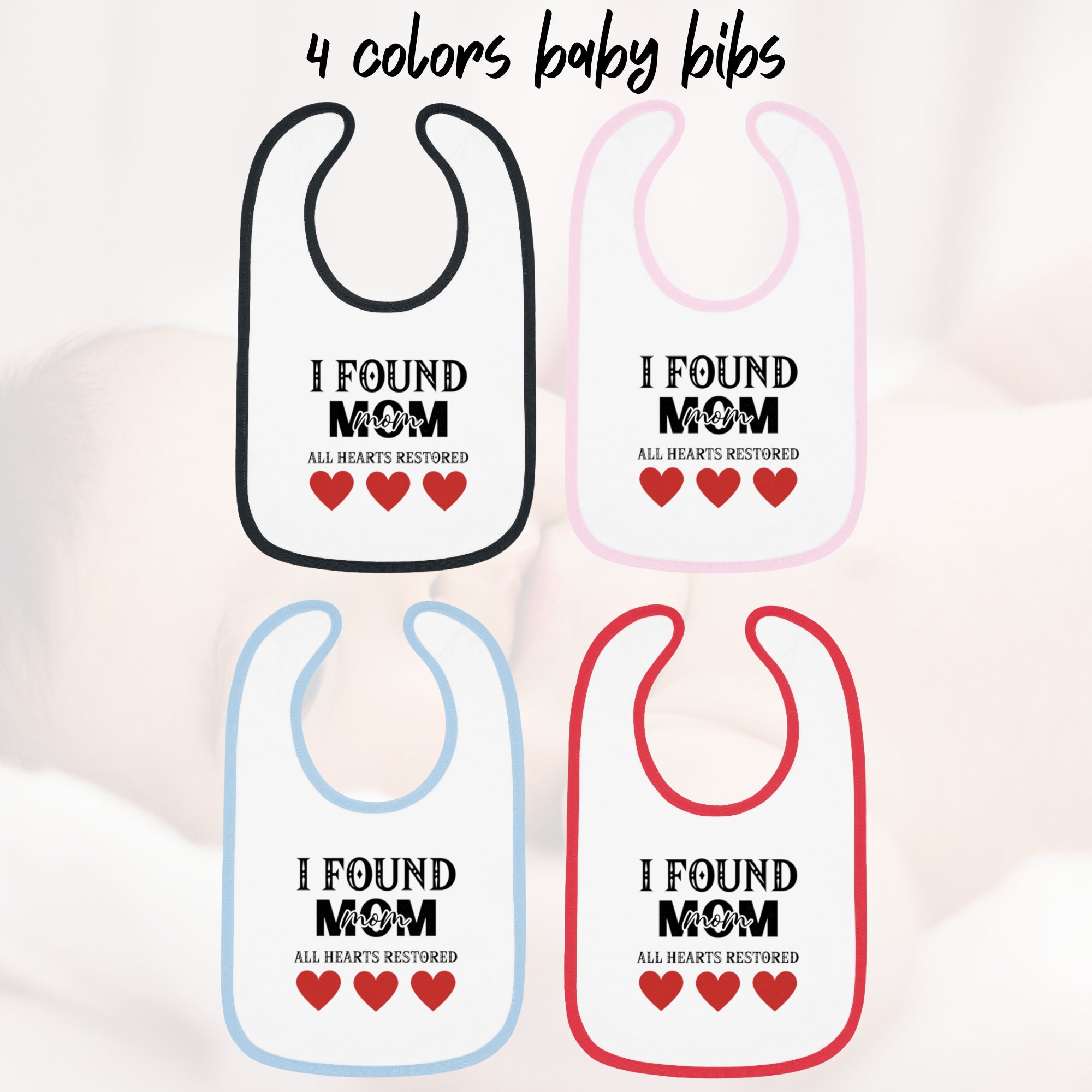 Custom Baby Bib, Game 'all Hearts Restored' I Found Mom/mum/mommy,ma ...