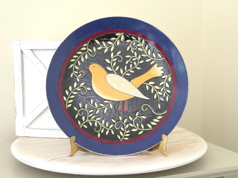 Vintage Susan Sargent Folk Art Bird & Vine Plate | Hand-painted ...