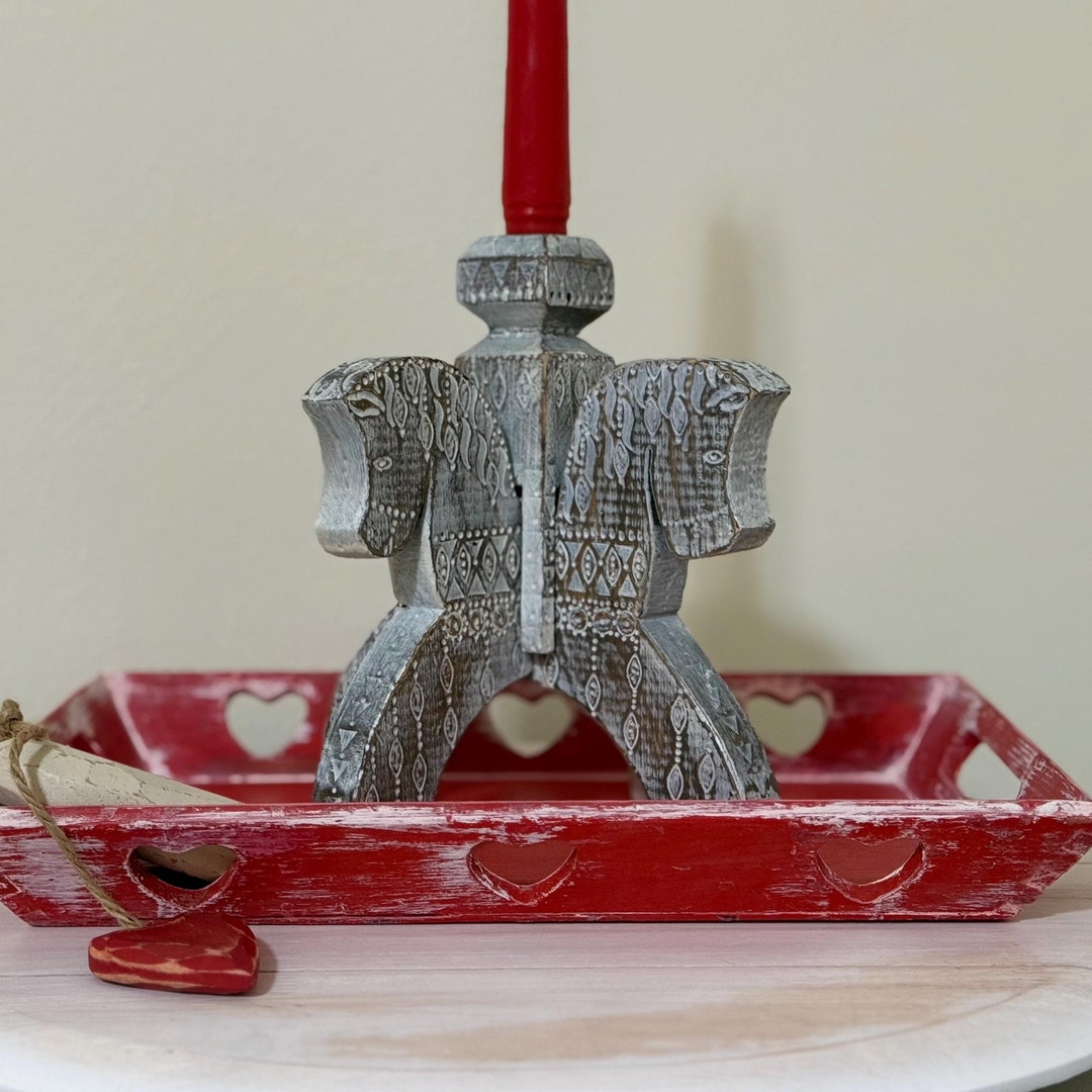 Vintage Vignette of Primitives Wooden Valentine's Day Decor Includes ...