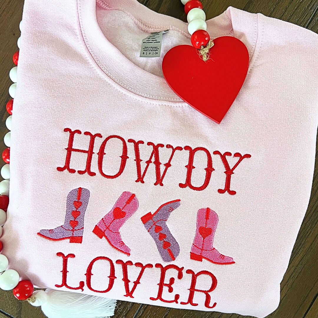 Pink Cowboy Crewneck, Cowboy Boot Sweater, Western Valentines Day ...