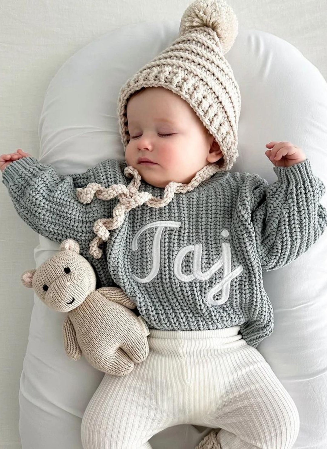 Baby Name Knit Sweater, Custom Baby Sweater, Baby Name Romper ...