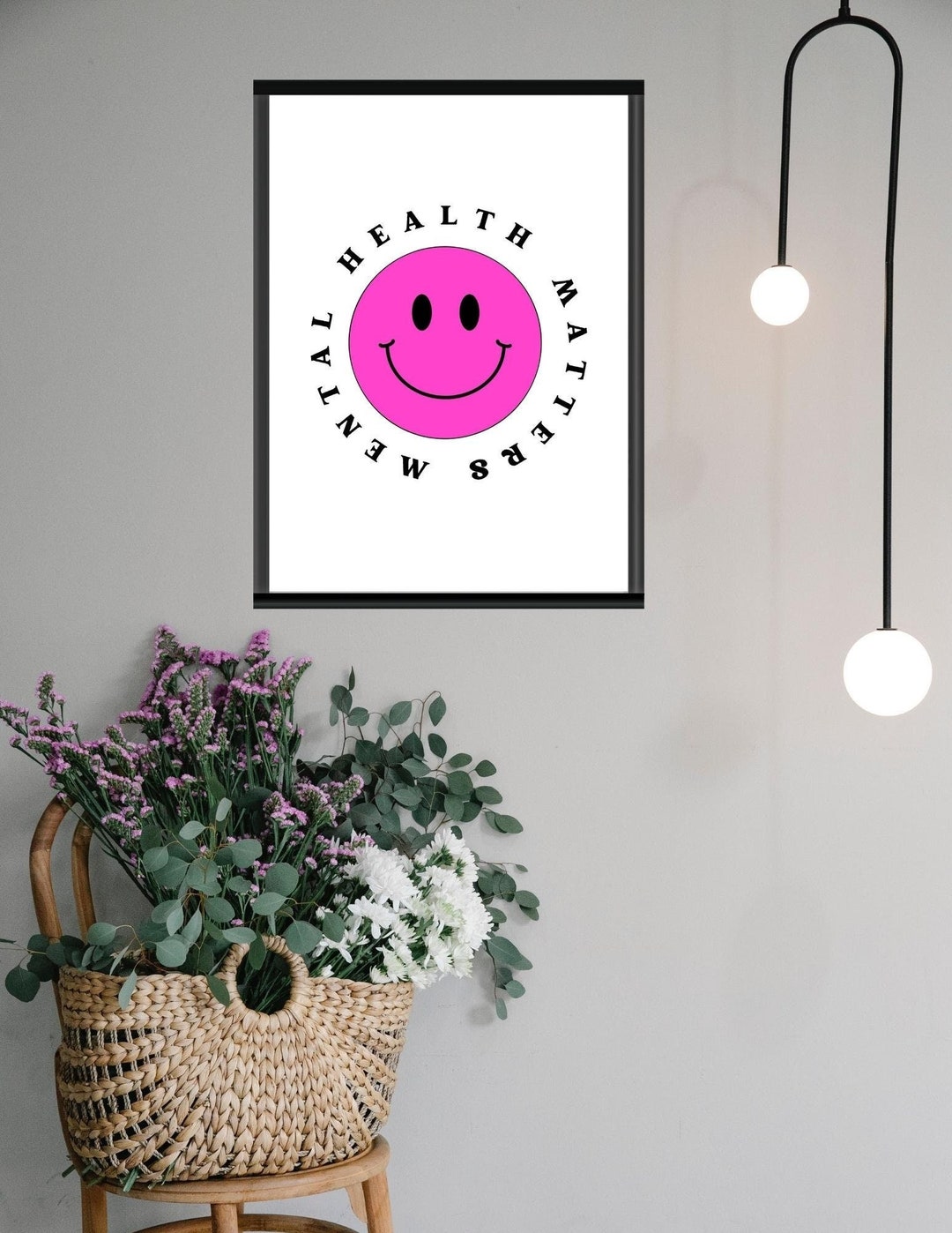 Mental Health Digital Art Print, Home Printable, Smiley Room Decor ...