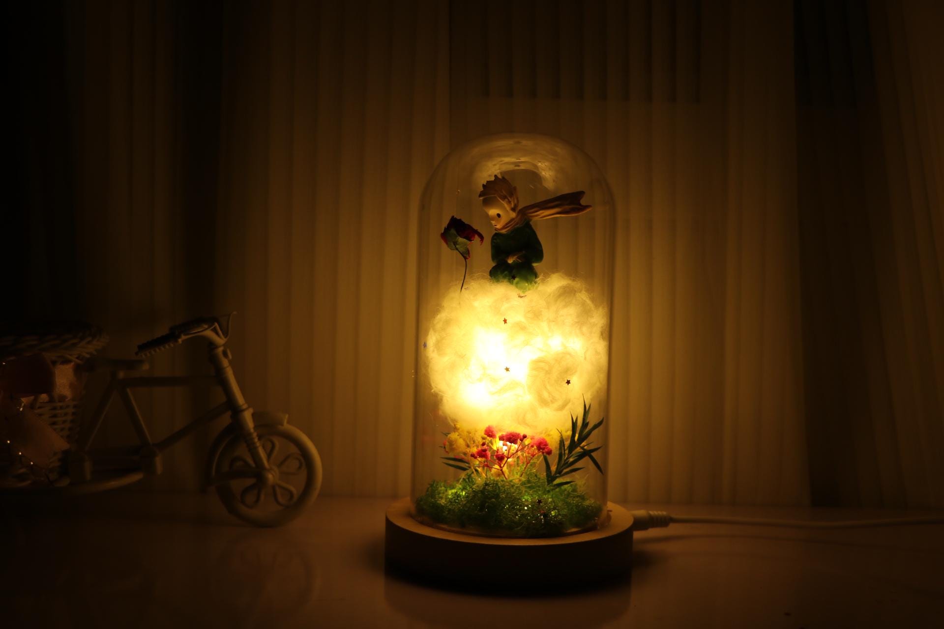 Little Prince Rose Lamp: Handmade Glass Cloud Night Light - Etsy