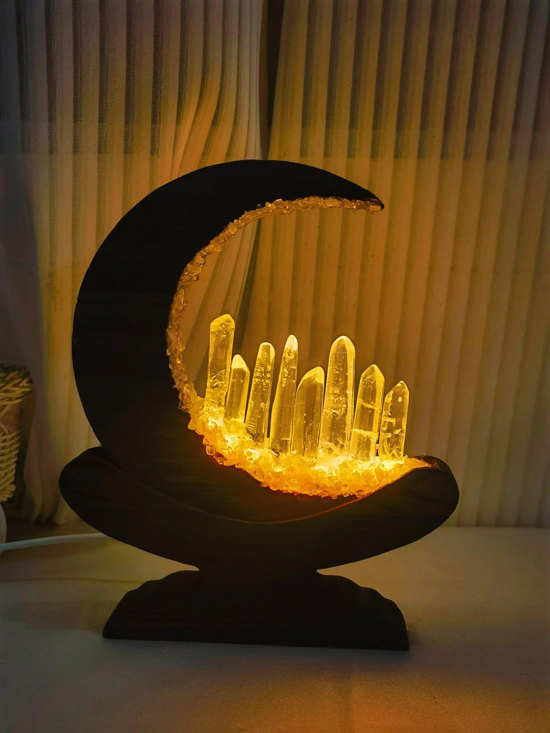 Handmade Crystal Moon Lamp: Vintage Style Fairy Night Light - Etsy