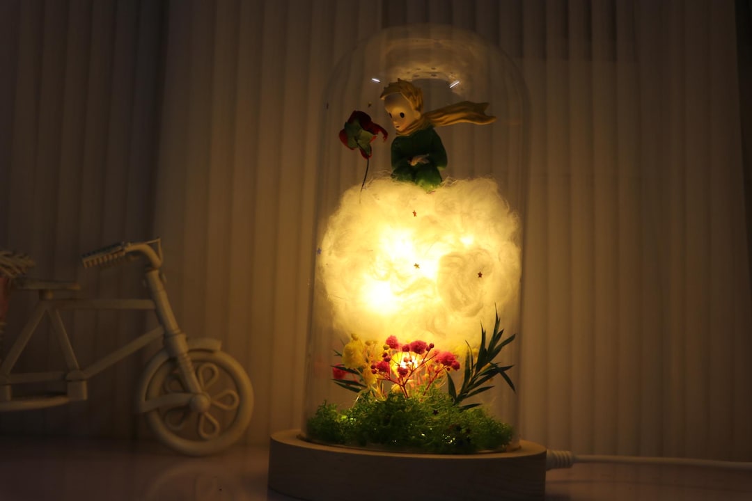 Little Prince Rose Lamp: Handmade Glass Cloud Night Light - Etsy
