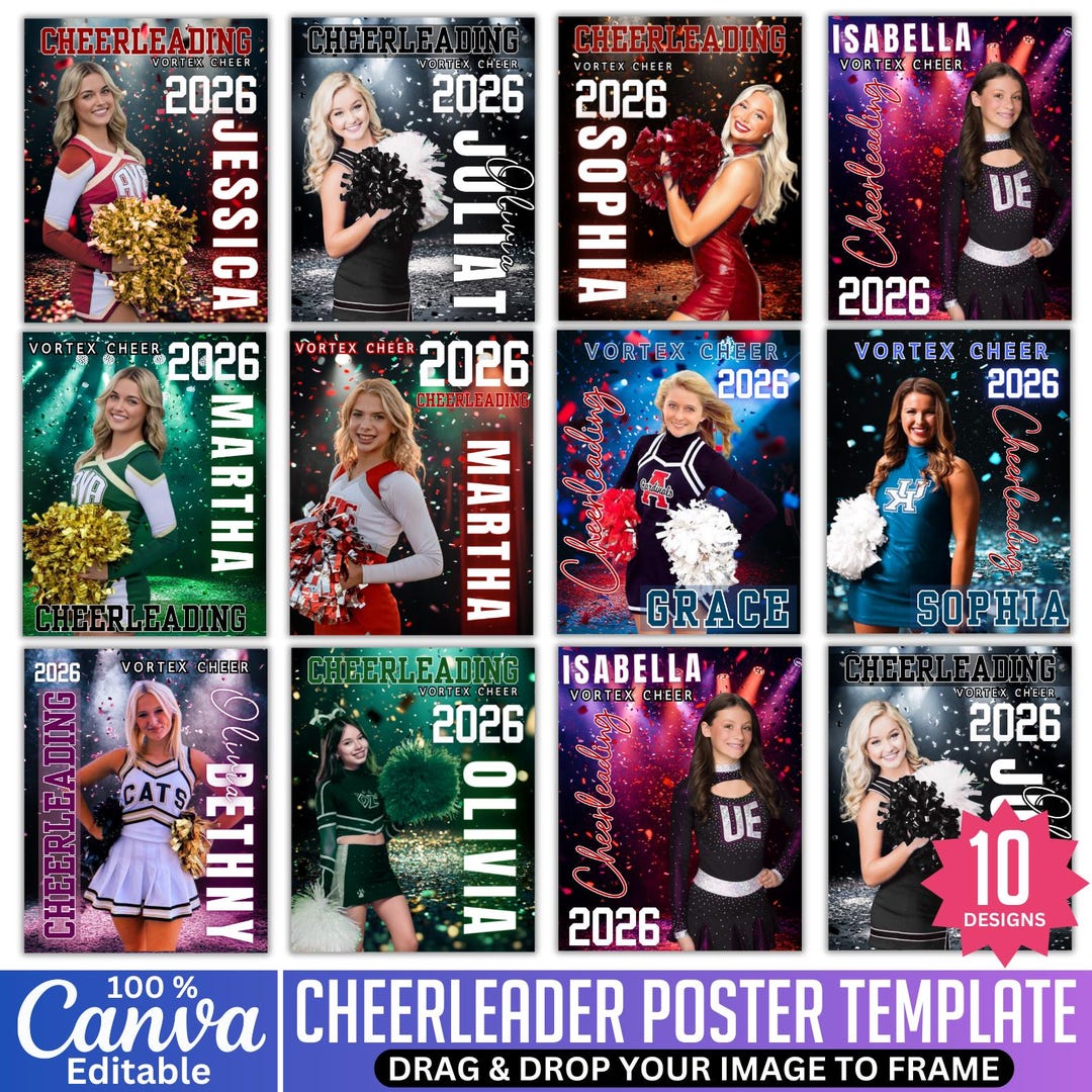 Cheerleader Poster Canva Editable Template, Canva Editable Cheerleading ...