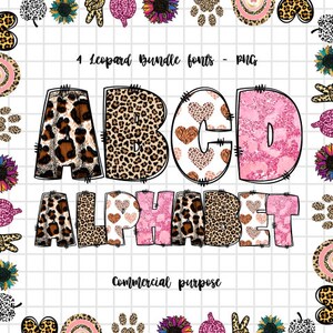 Leopard Print Doodle Alphabet Bundle, Animals Skin Alphabet Png, Animal ...