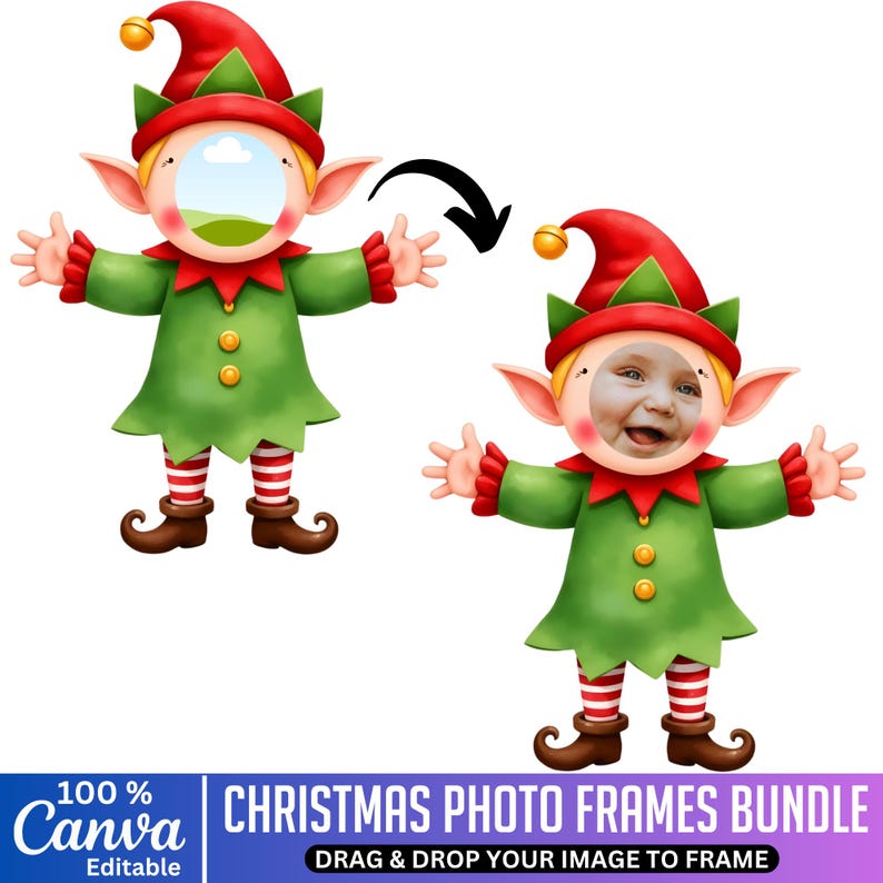 37 Christmas Photo Frames Bundle, Santa, Gingerbread Face, Elf Face ...