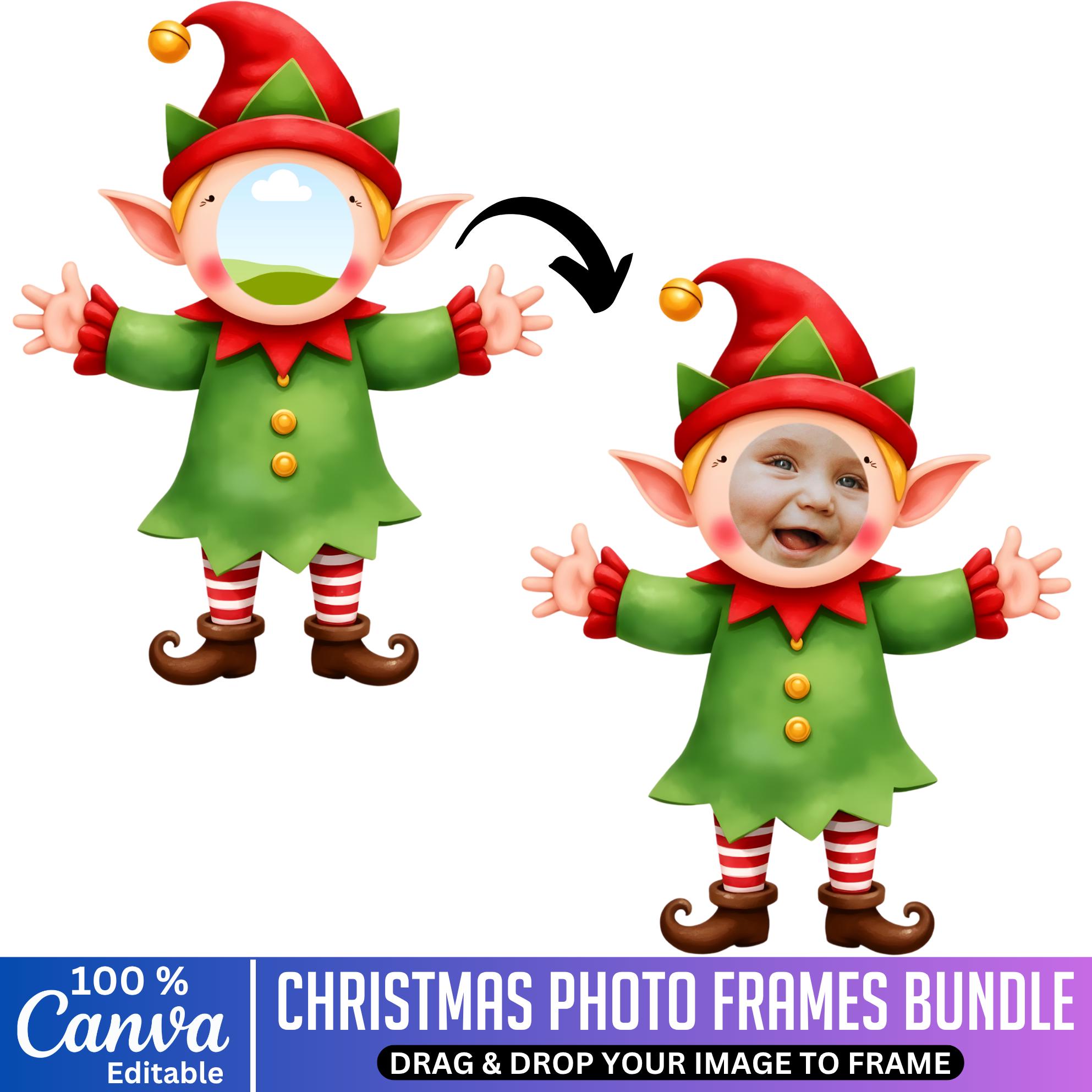 37 Christmas Photo Frames Bundle, Santa, Gingerbread Face, Elf Face ...