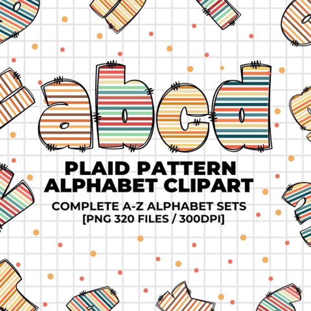 Stripes Pattern Alphabet Clipart, Stylish Sublimation Alphabet ...