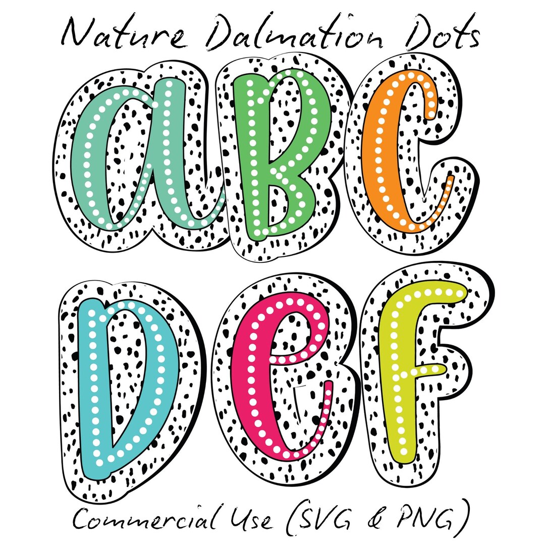 Dalmatian Dots Letters PNG Bundle, 6 Alpha Sets, Marquee Letters Svg ...