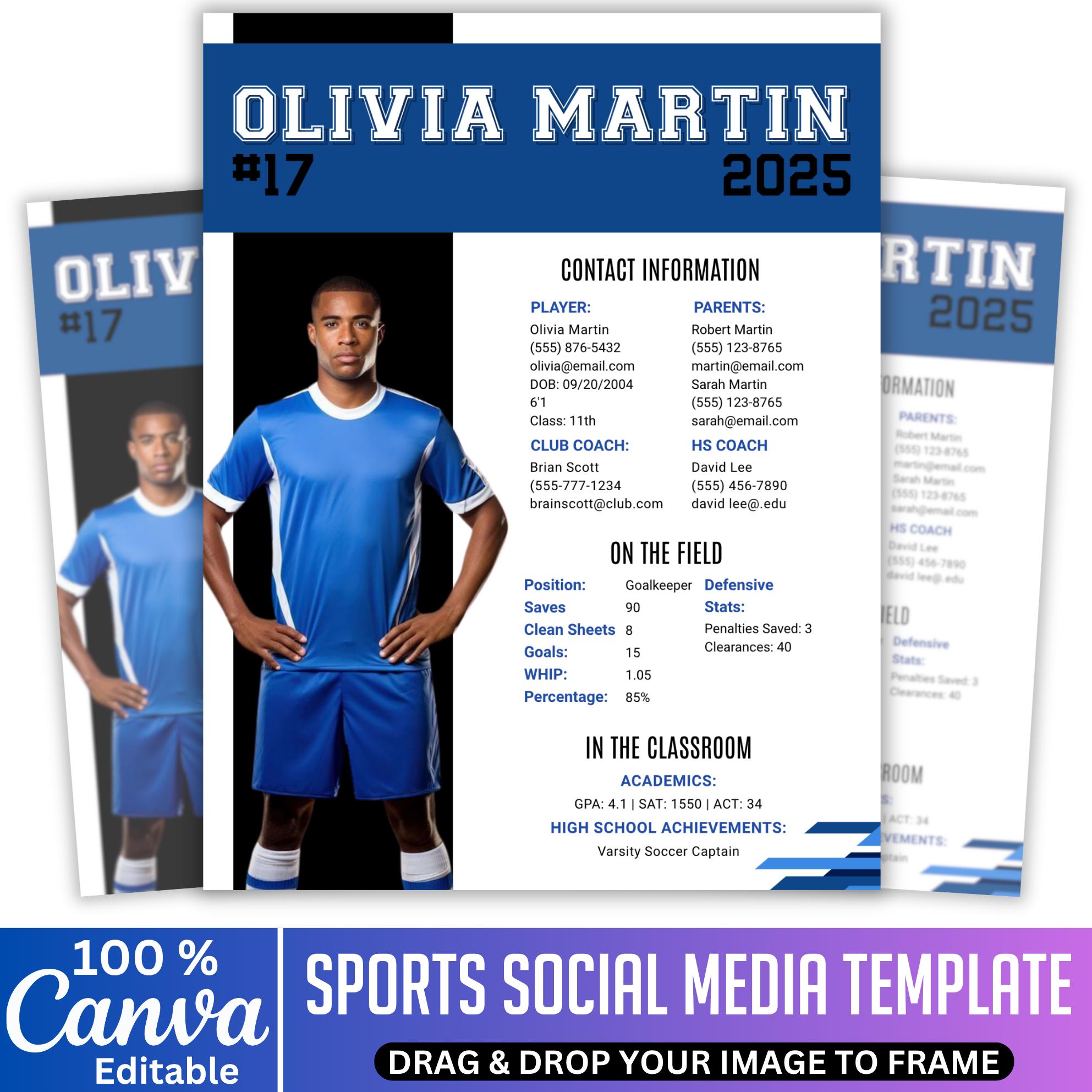 05 Sports Profile Sheet Template, Editable Individual Profile Sheet ...