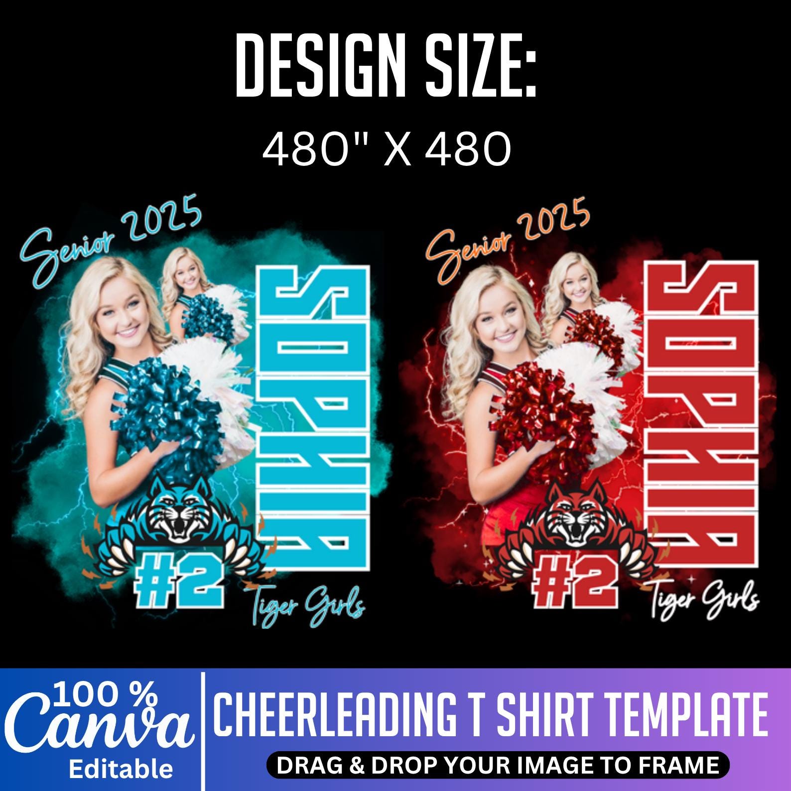 Cheerleading Editable T Shirt Template Game Day Design, Template Bundle ...