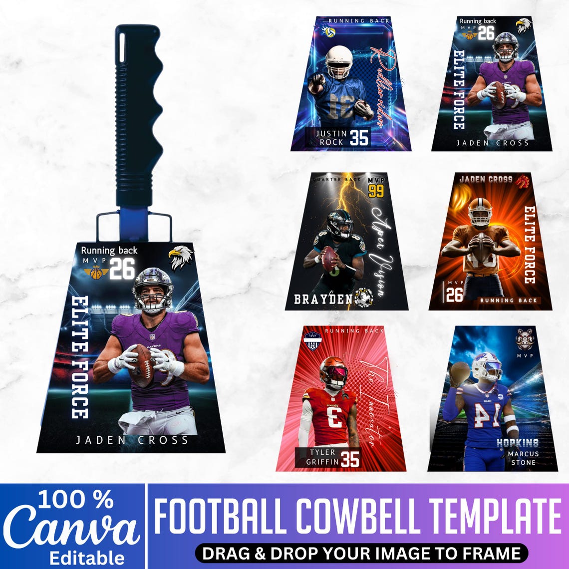 06 Cowbell Canva Editable Template, Football Cowbell Designs, Custom ...