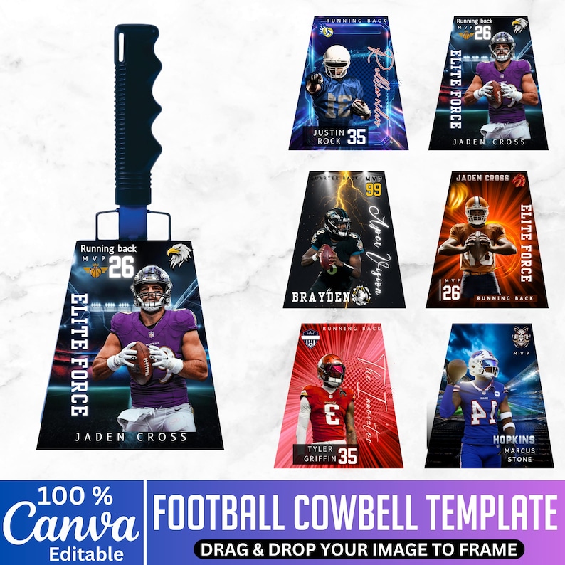 06 Cowbell Canva Editable Template, Football Cowbell Designs, Custom ...