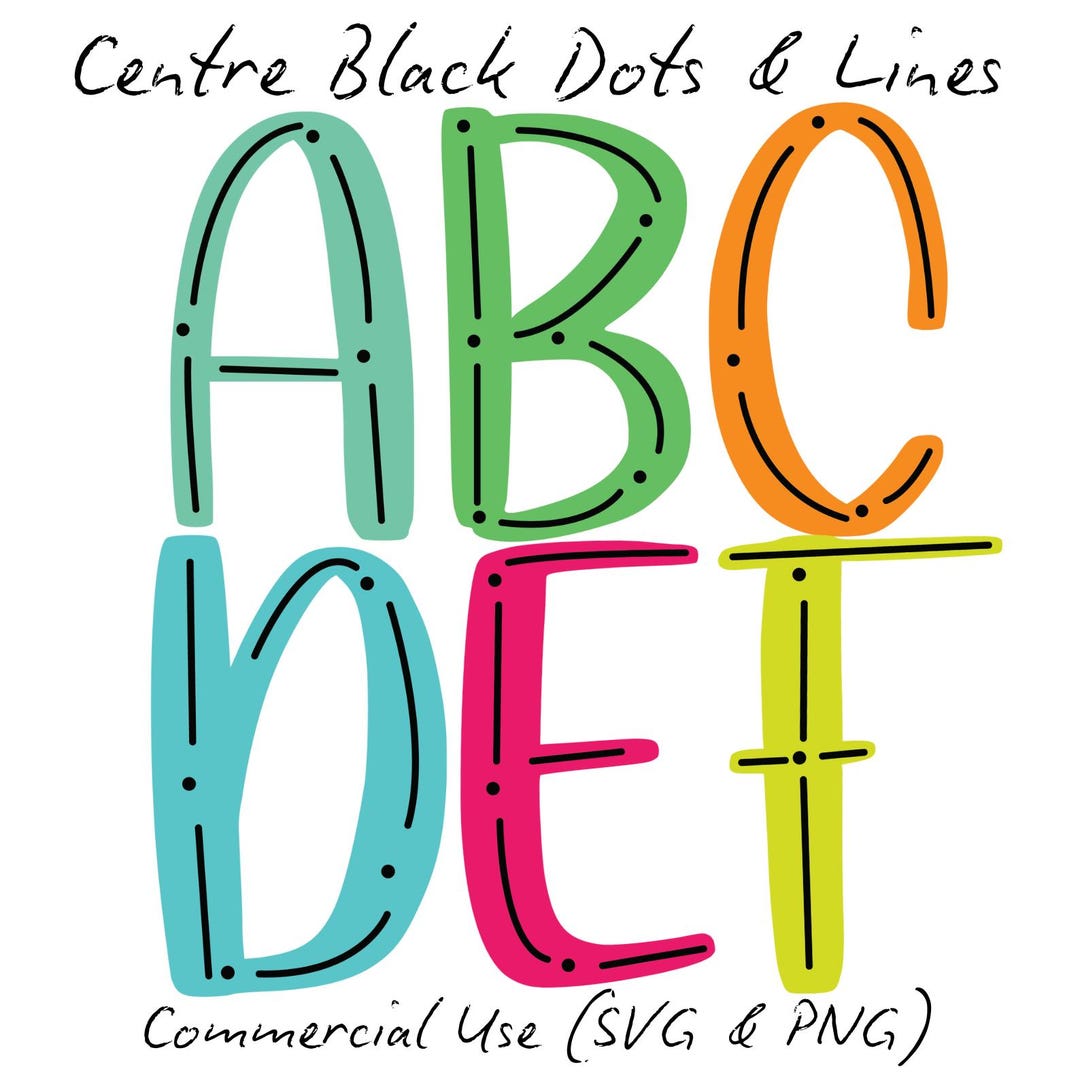 Center Black Line Scribble Alphabets SVG PNG Bundle, Bright Doodle ...