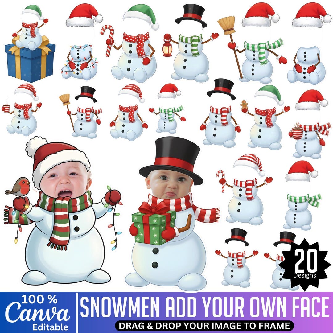 20 Snowmen Add Your Own Face Bundle, Snowmen Blank Face Template ...