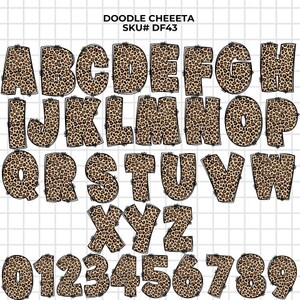 Leopard Print Doodle Alphabet Bundle, Animals Skin Alphabet Png, Animal ...