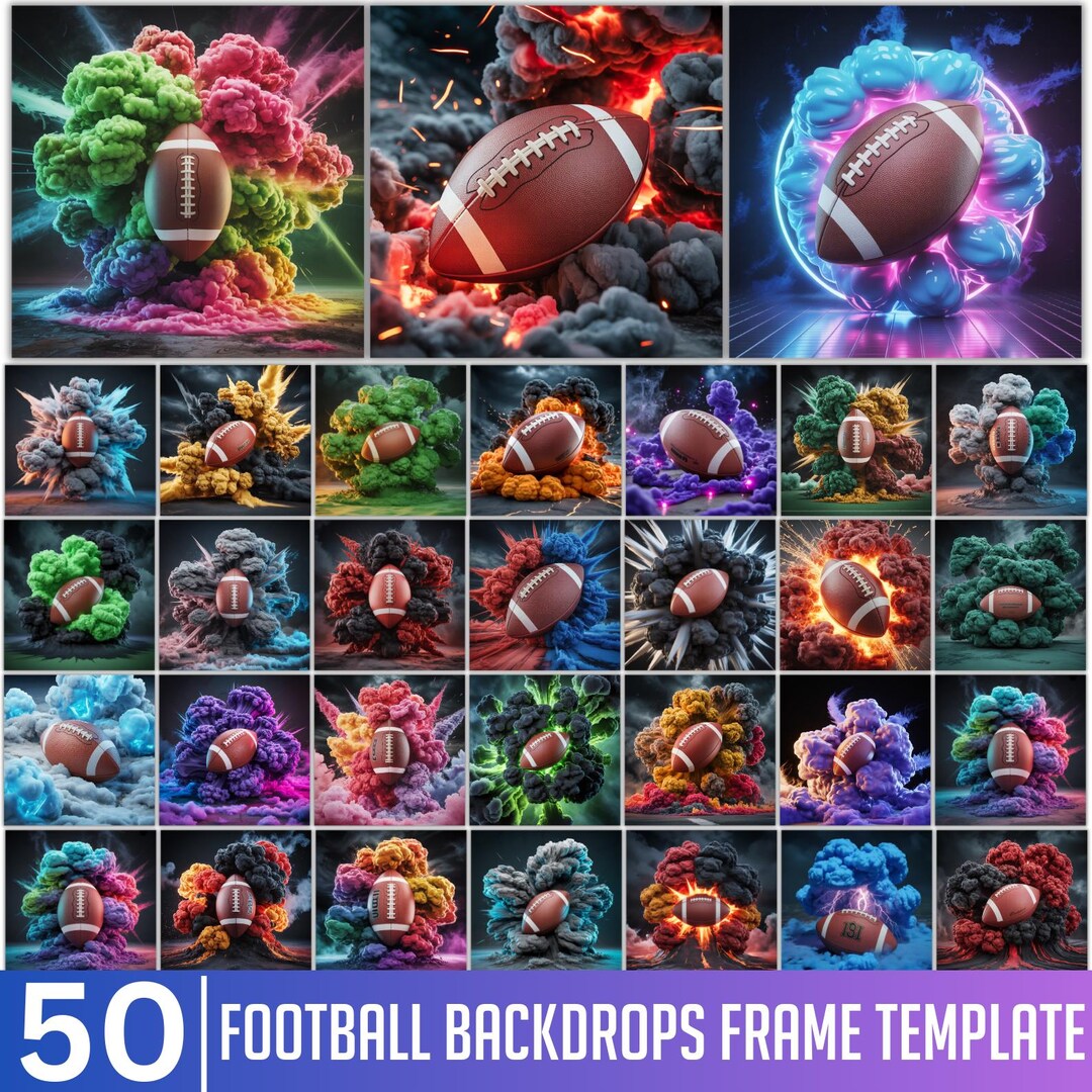 50 Football Backdrops Bundle, Colored Smoke Background, Football and ...