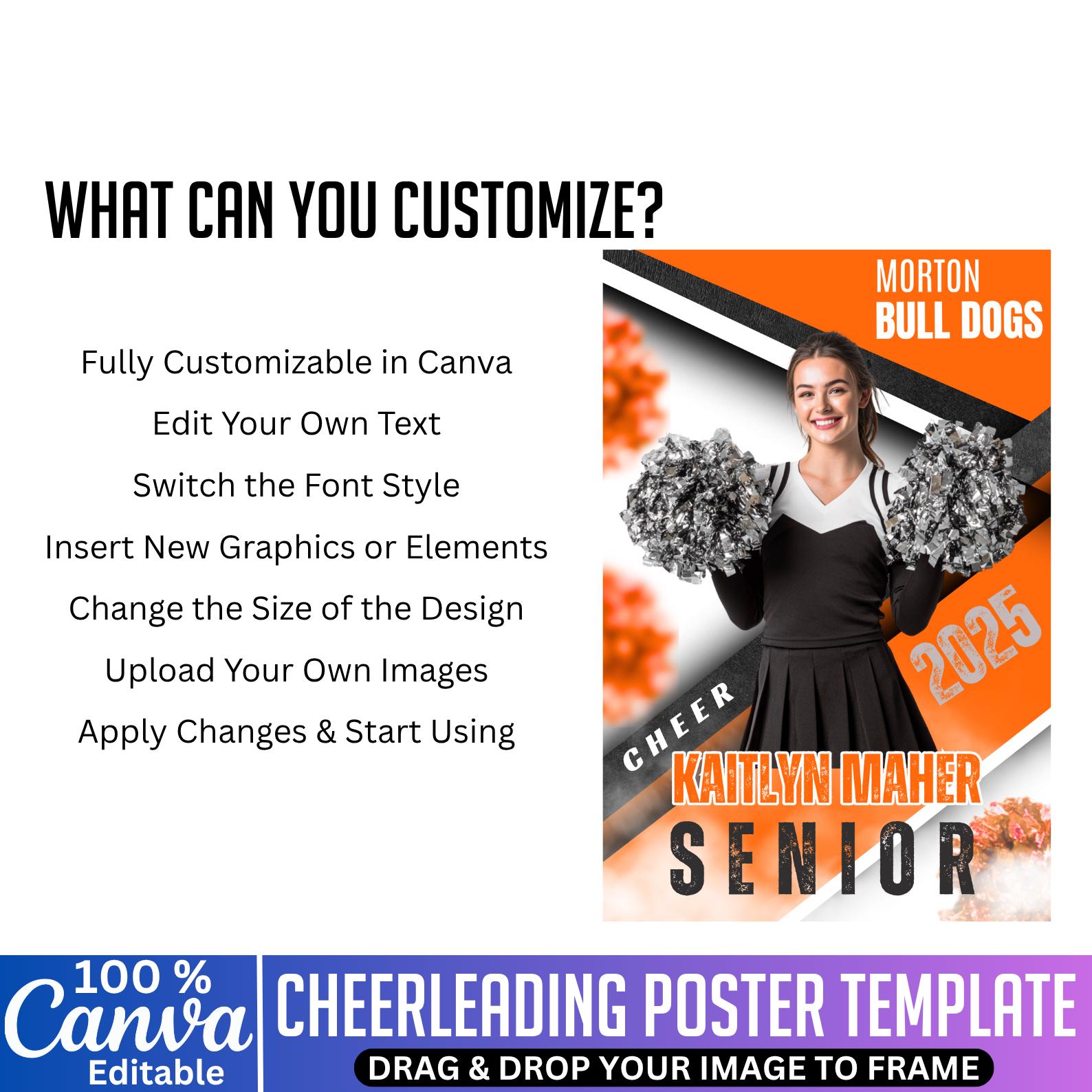 10 Cheerleading Poster Template, Editable Canva Template, Senior Night ...