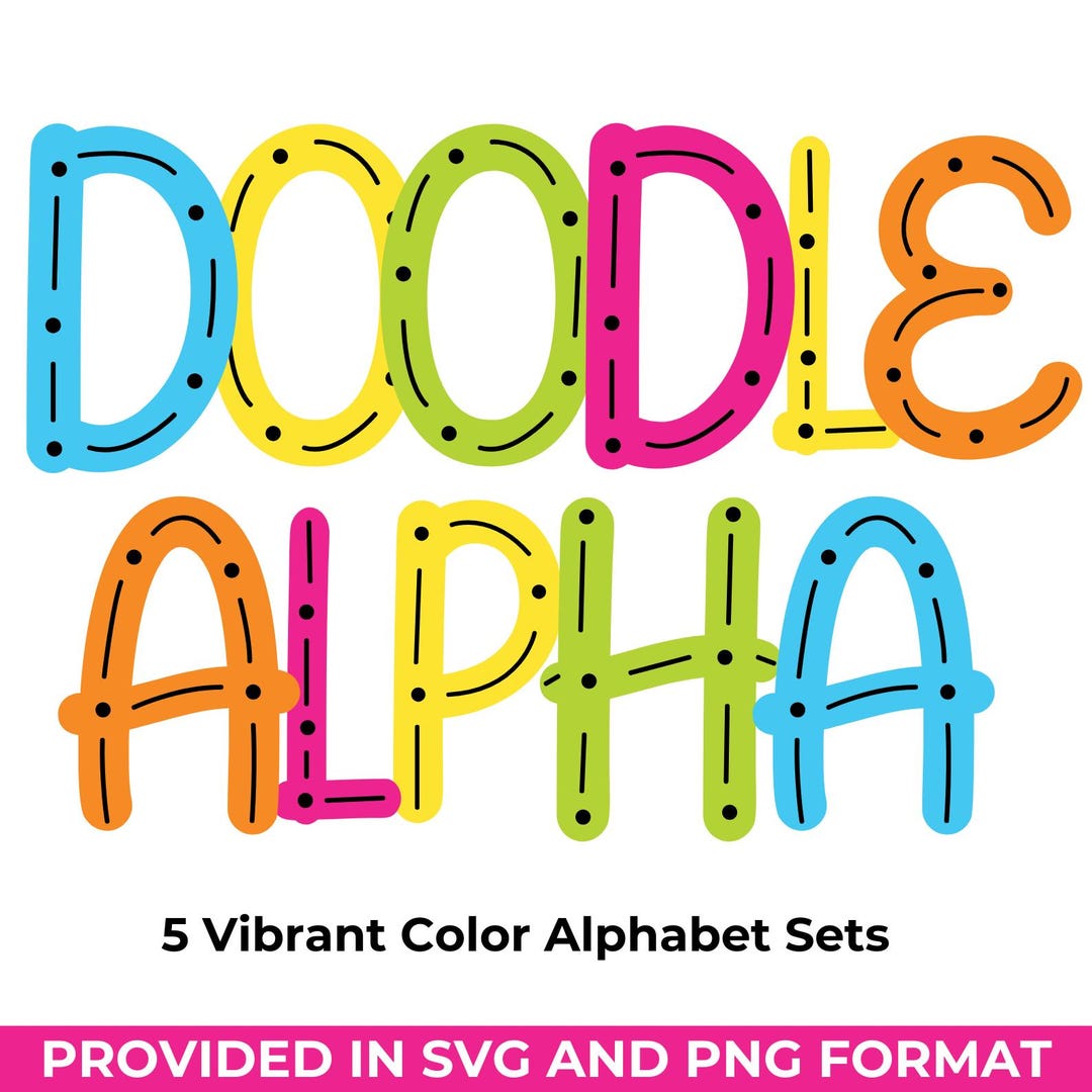 Black Dots and Line, Doodle Alphabet Svg Design, Doodle Sublimation ...