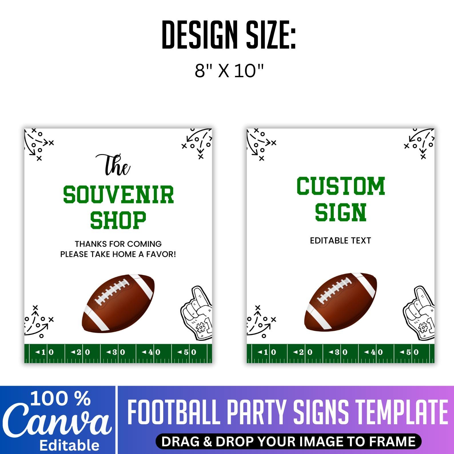 Football Party Signs Canva Template, Editable Football Birthday Signs ...