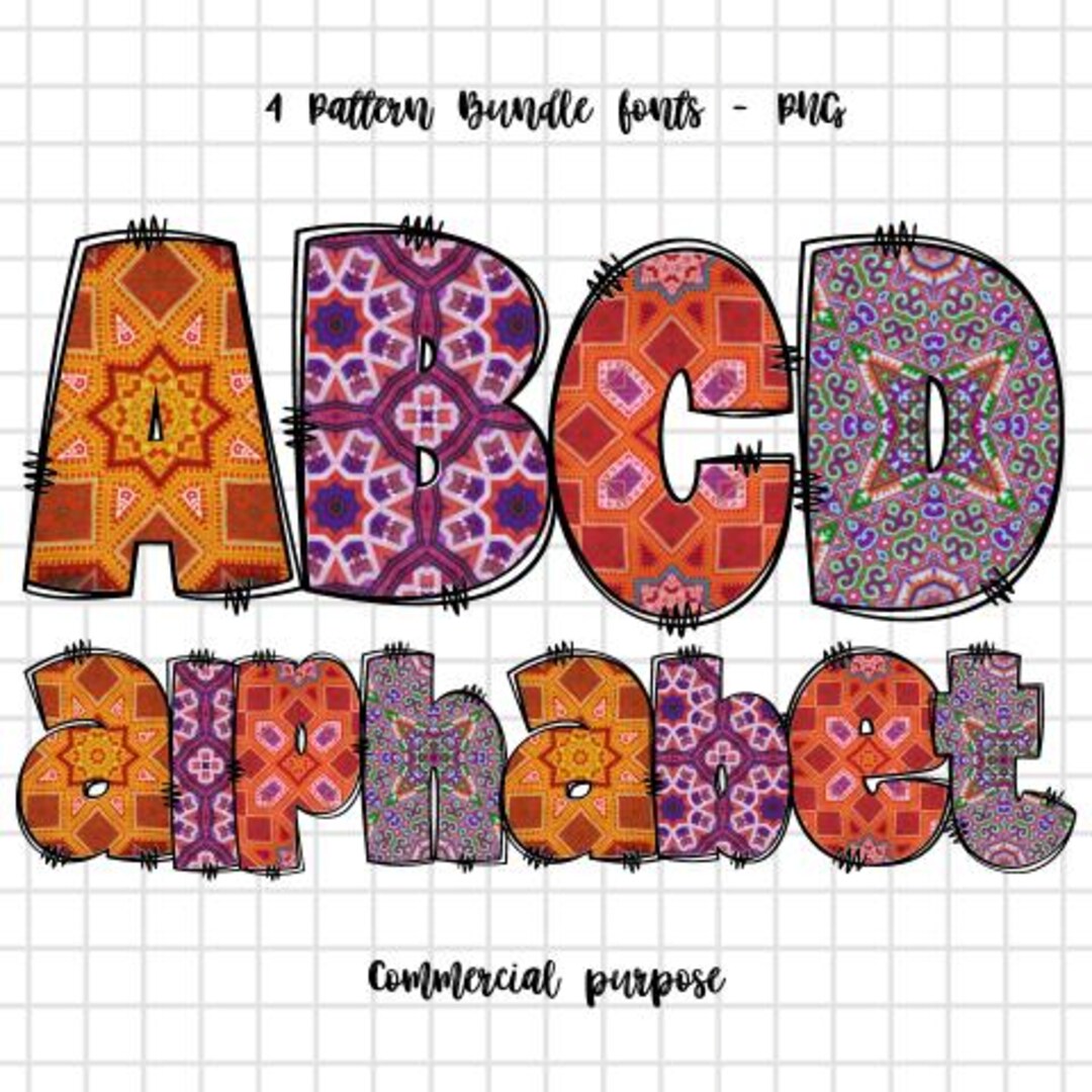 Pattern Alphabet Clipart, Stylish Sublimation Letters, Decorative ...