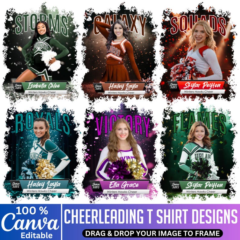 Cheerleading T Shirts Design, Cheerleading Game Day Canva Editable ...